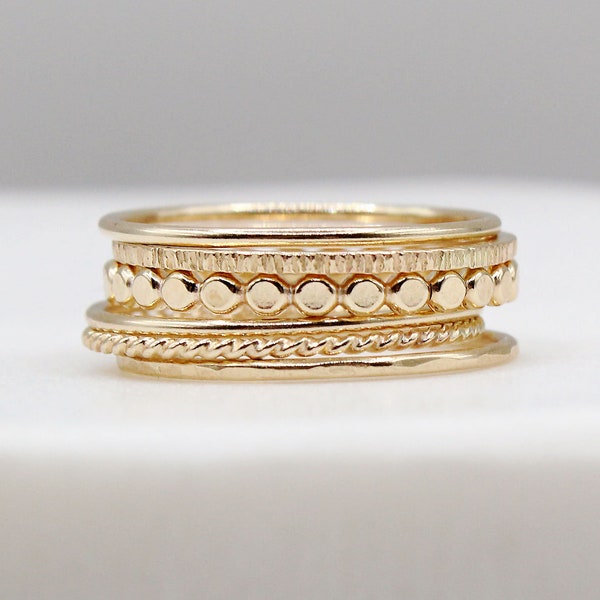 14k Gold Ring Set - Etsy
