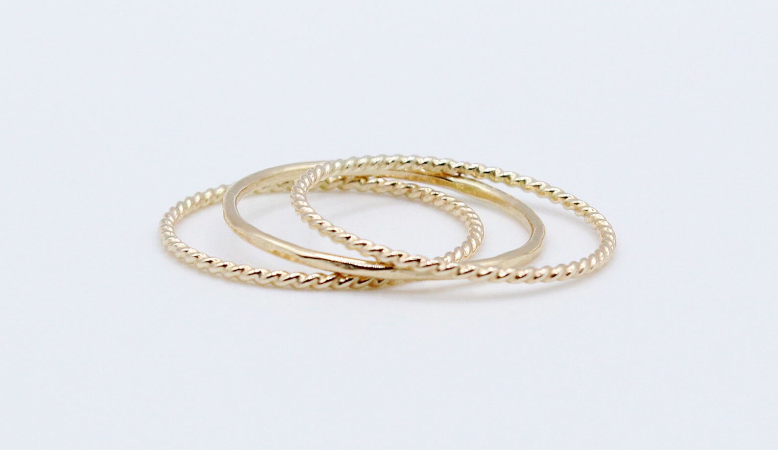 Set of 3 Ultra Thin 14k Gold Filled Stacking Rings Twisted 14k - Etsy