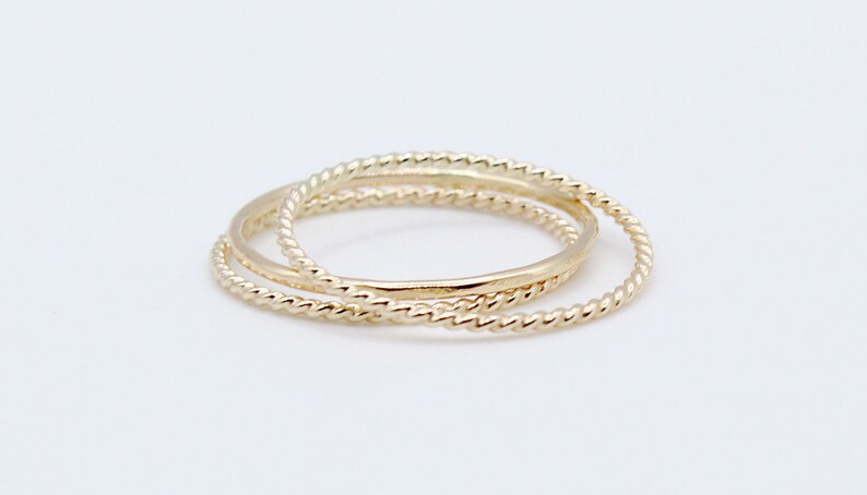 Set of 3 Ultra Thin 14k Gold Filled Stacking Rings Twisted 14k - Etsy