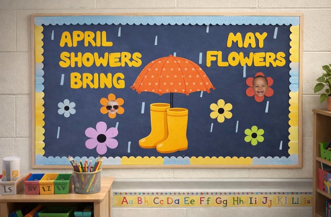Spring Bulletin Board Kit: April Showers, May Flowers Classroom Decor ...