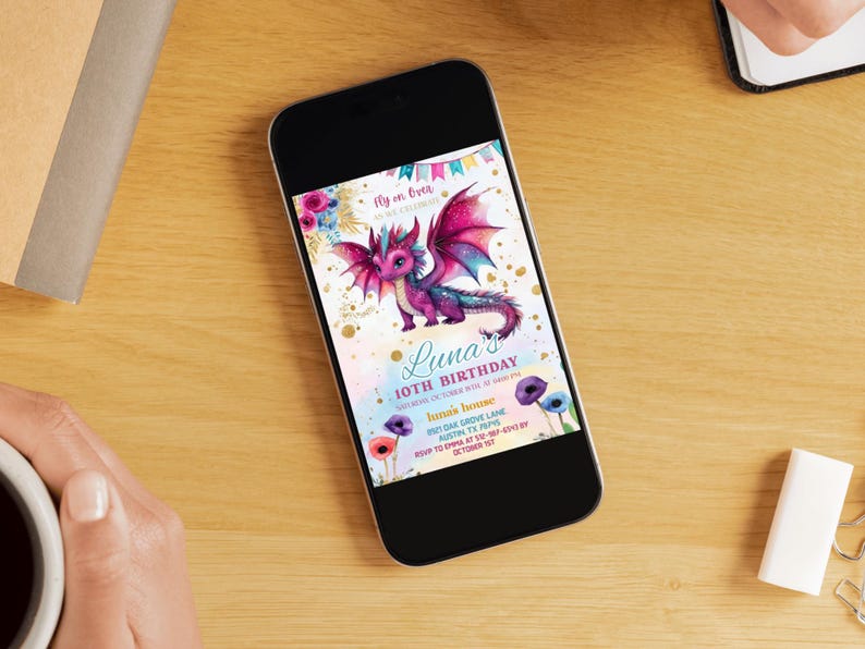 Editable Purple Dragon Invitation, Girl Dragon Birthday Party ...