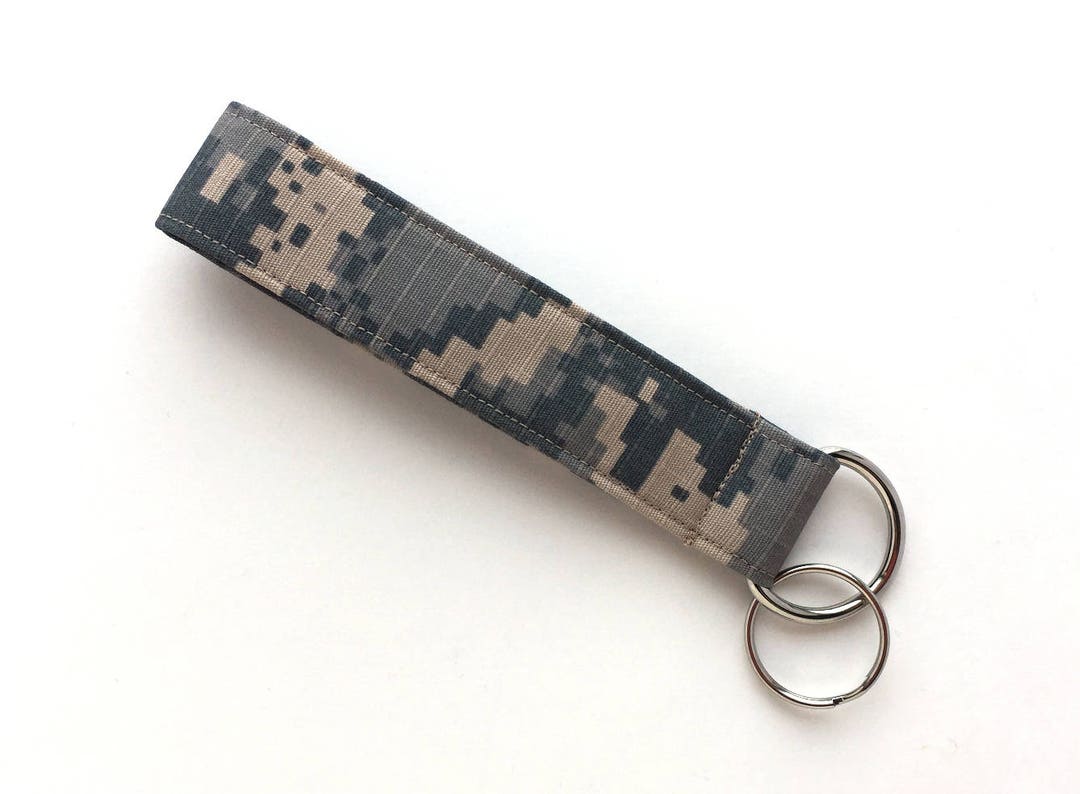 Camo Fabric Keychain Wristlet- Camouflage Key Chain- Military - Key Fob ...