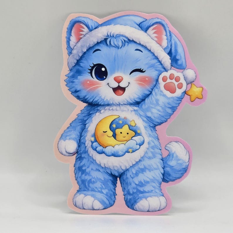 Retro 80s Cat Sticker: Pastel Outline Kitty Vinyl Decal (waterproof) - Etsy