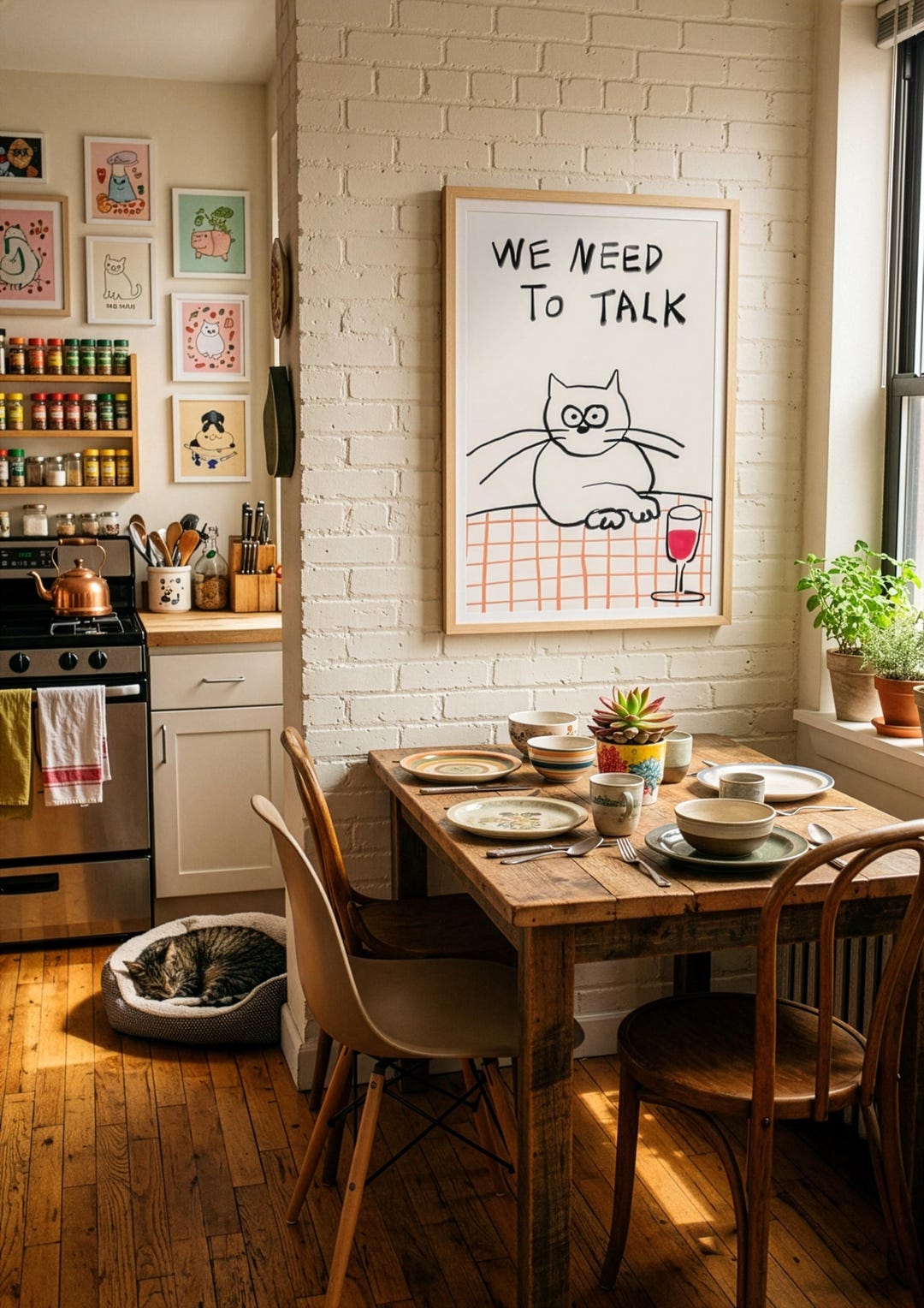 Impression de chat We Need To Talk, art mural humoristique dessiné à la ...