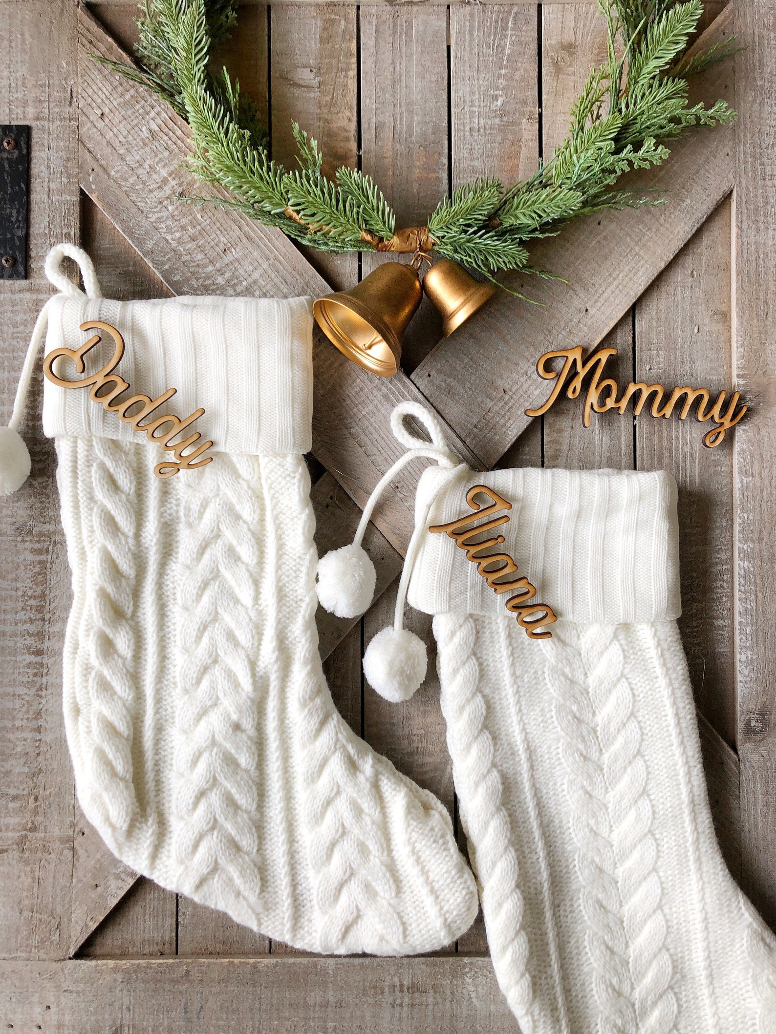 Stocking Name Tags Christmas Stocking Names Wood Words | Etsy