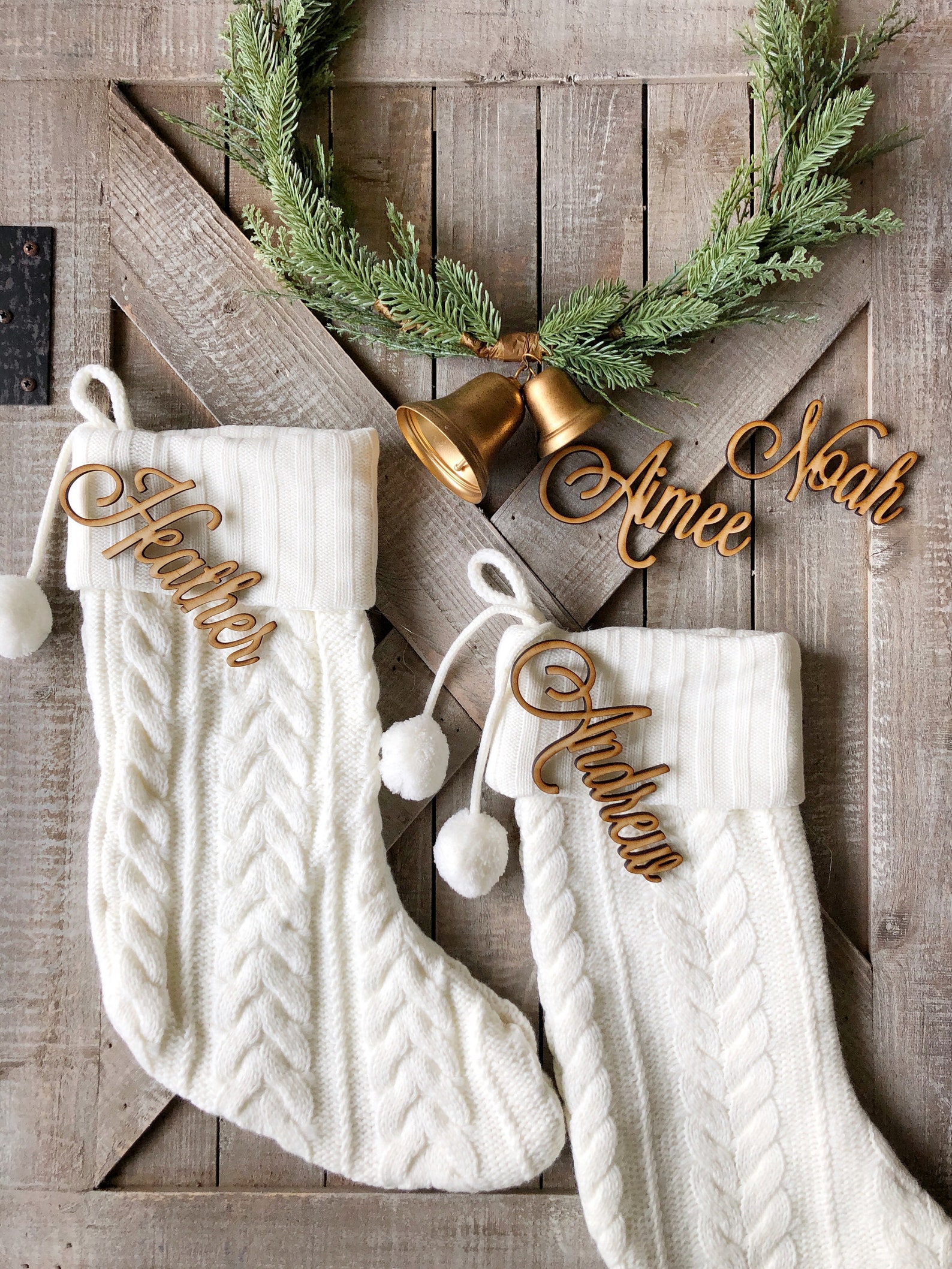 Stocking Name Tags Christmas Stocking Names Wood Words - Etsy
