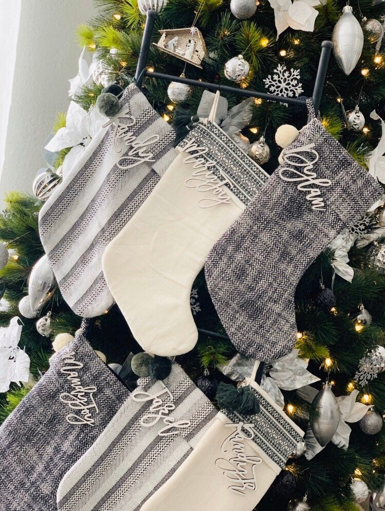 Stocking Name Tags Christmas Stocking Names Wood Words | Etsy