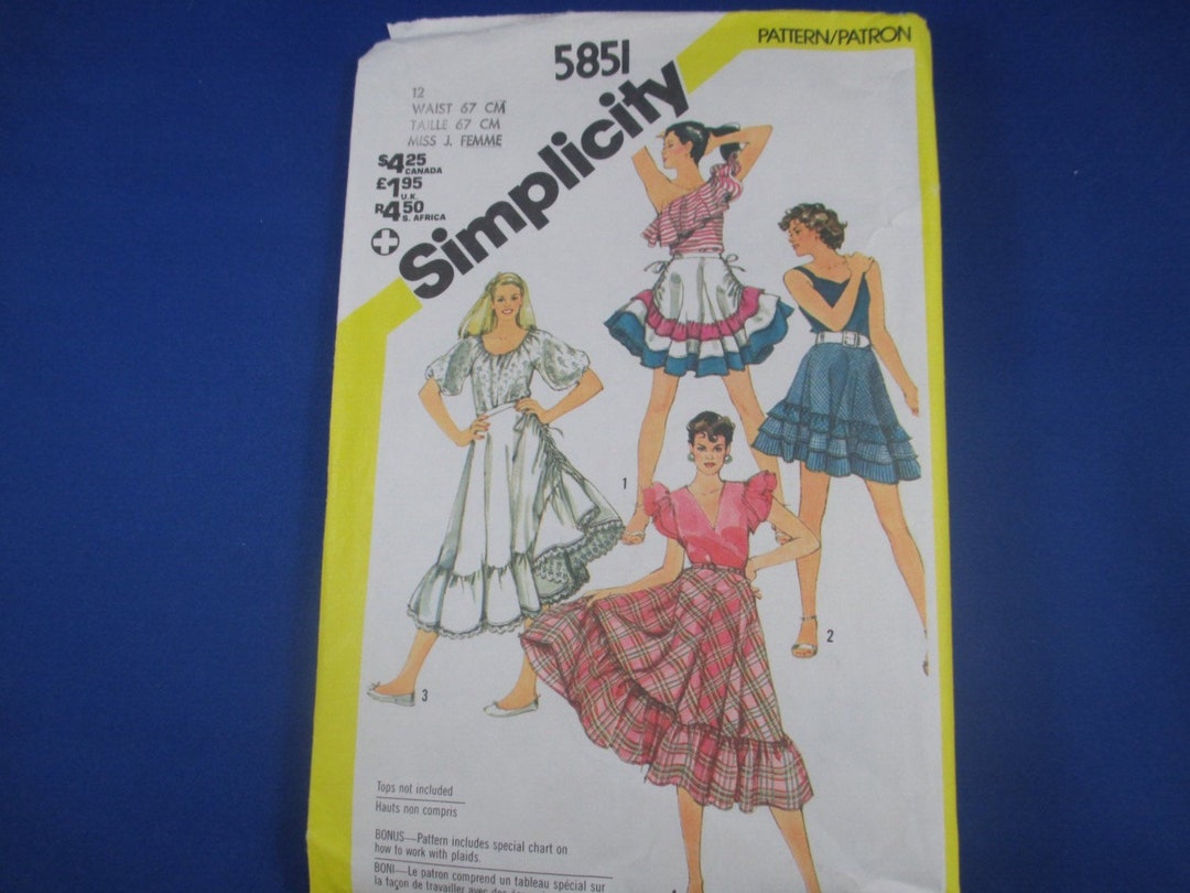 Vintage Simplicity 5851. Pull on Skirt With Pleats. Size 12 Pattern Cut ...