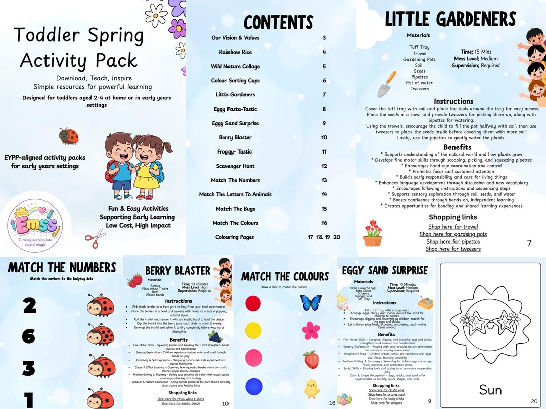 Toddler Activity Pack Printable Preschool Learning Bundle EYFS ...