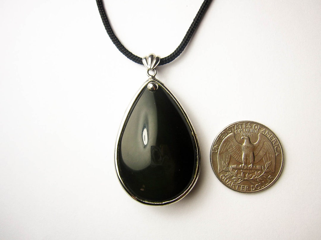 Black Obsidian Obsidian Pendant Obsidian Necklace Obsidian - Etsy