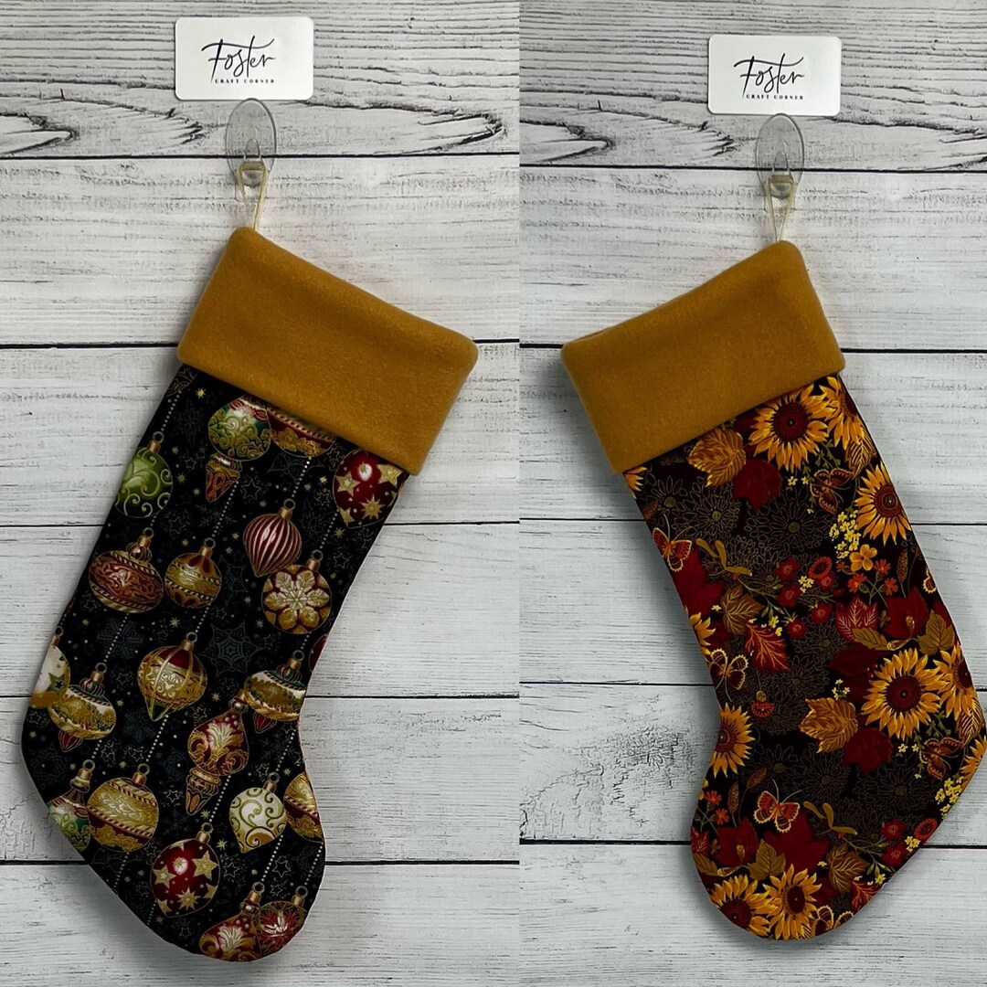DOUBLE SIDED STOCKING Christmas and Thanksgiving Stocking - Etsy