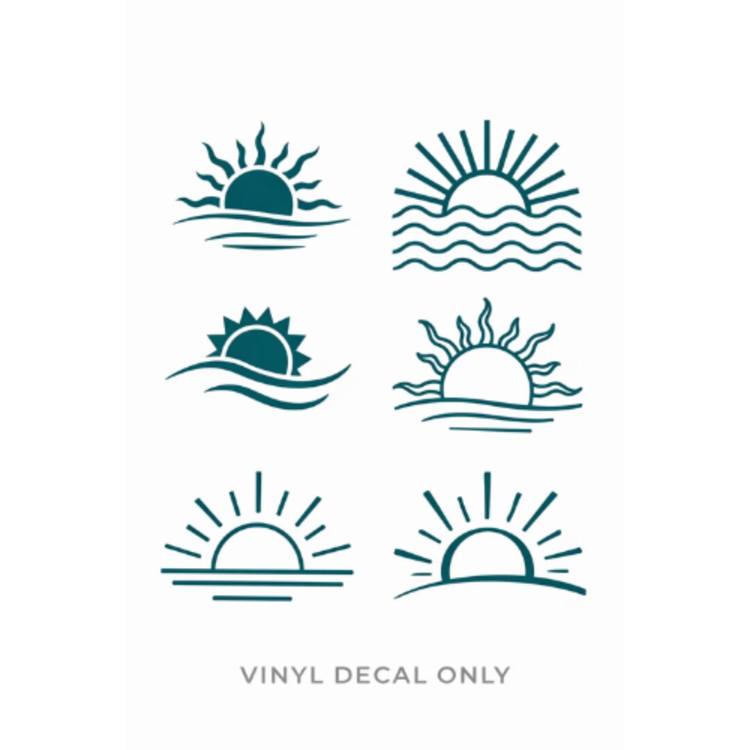 6 Coastal Sun Vinyl Decals | Minimalist Sunrise Stickers - Etsy