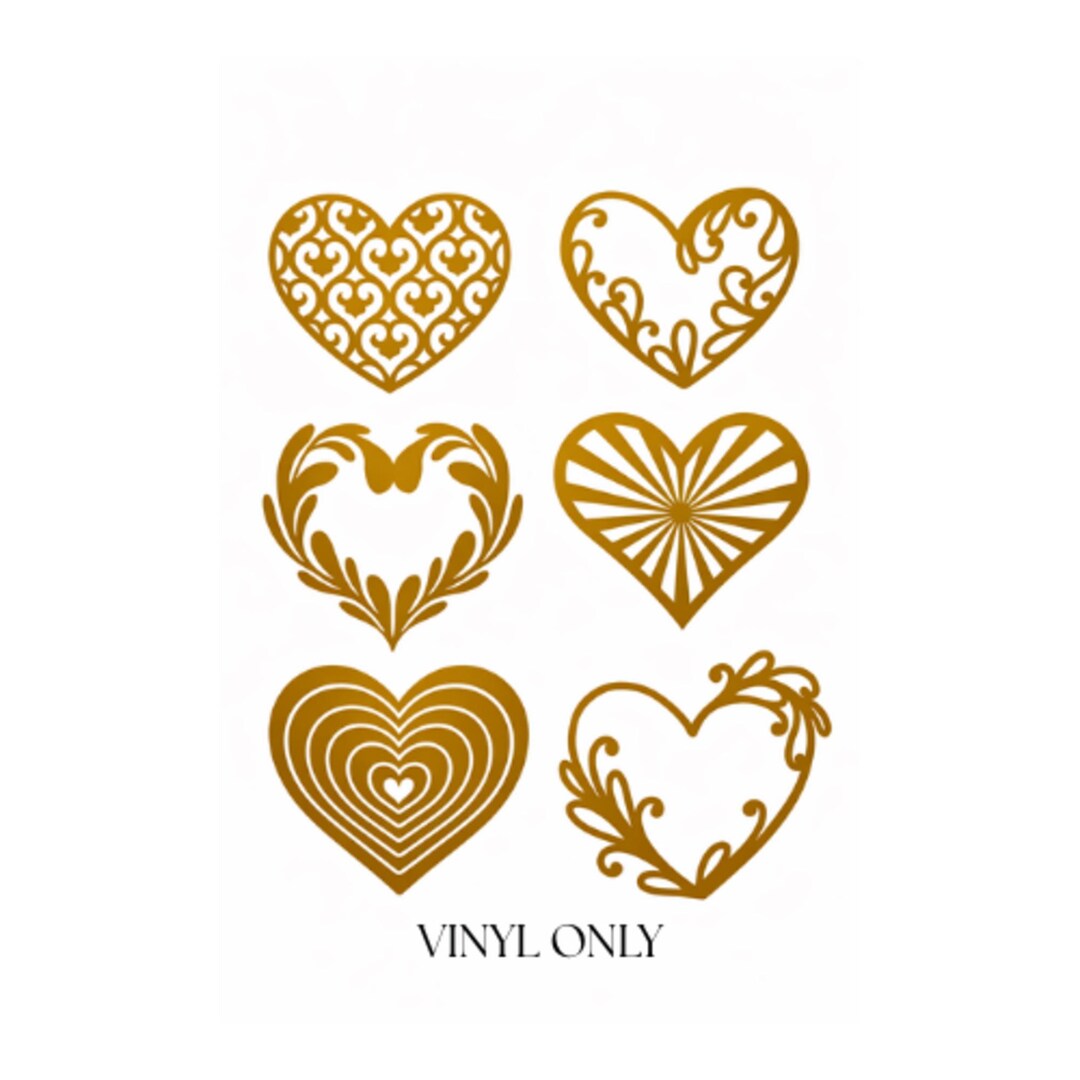 6 Decorative Heart Vinyl Decals | Elegant Scandinavian & Floral Craft ...