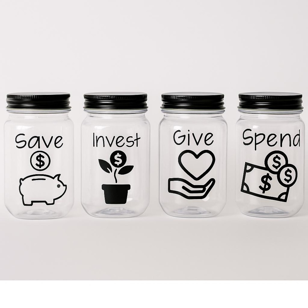 Save Spend Give Invest Jar Set – 4-piece Money Lesson Jars ...
