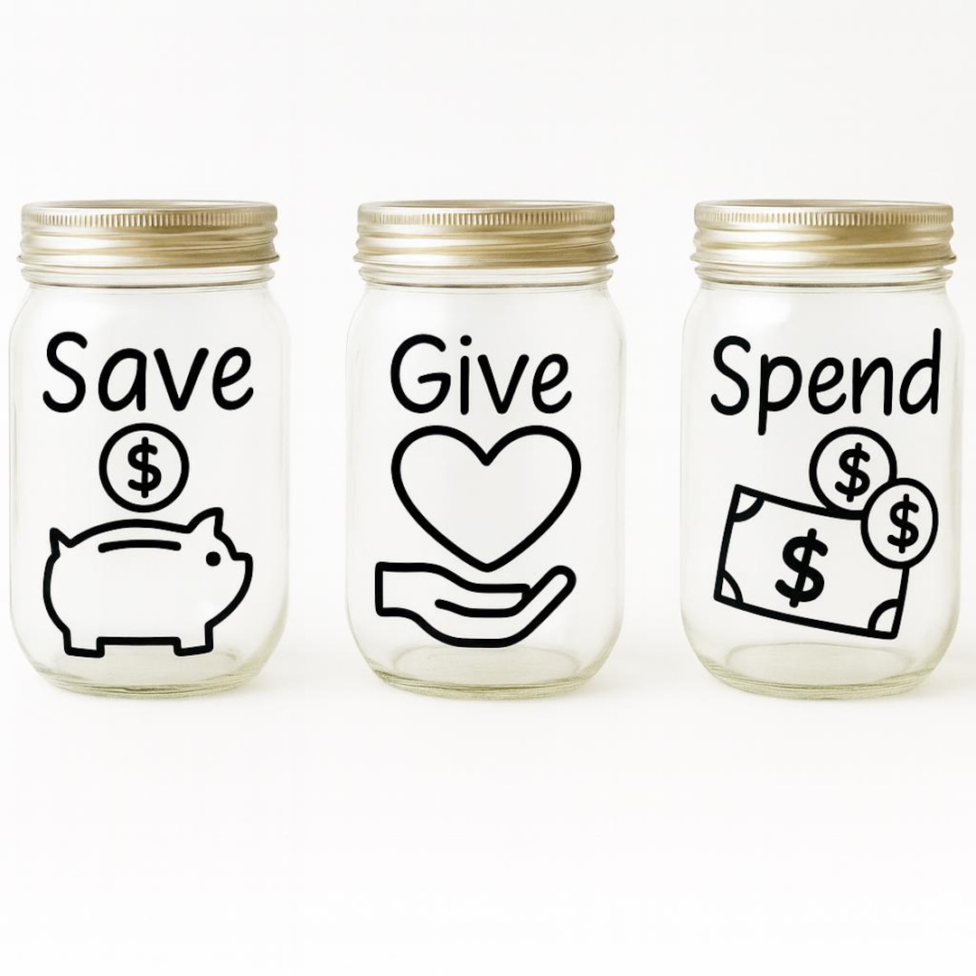 Save Spend Give Jar Set – 3-piece Money Lesson Jars – Personalized ...