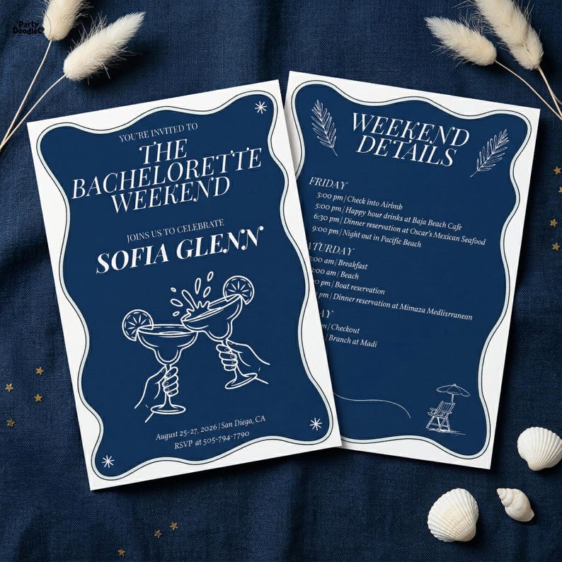 Bachelorette Weekend Invitation Template Canva | Bachelorette Itinerary ...