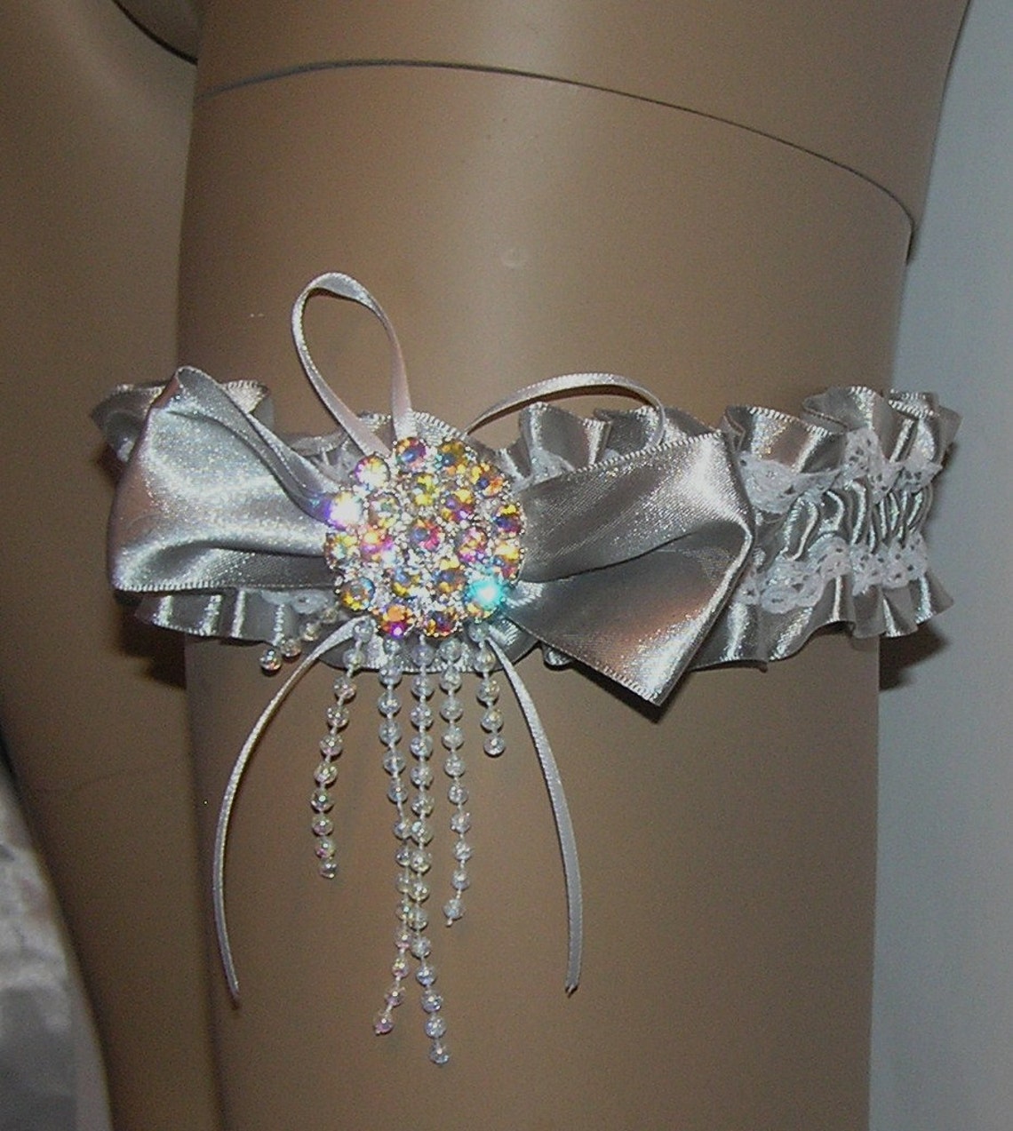 Gray RHINESTONE GARTER Wedding Bridal Garter Lingerie - Etsy