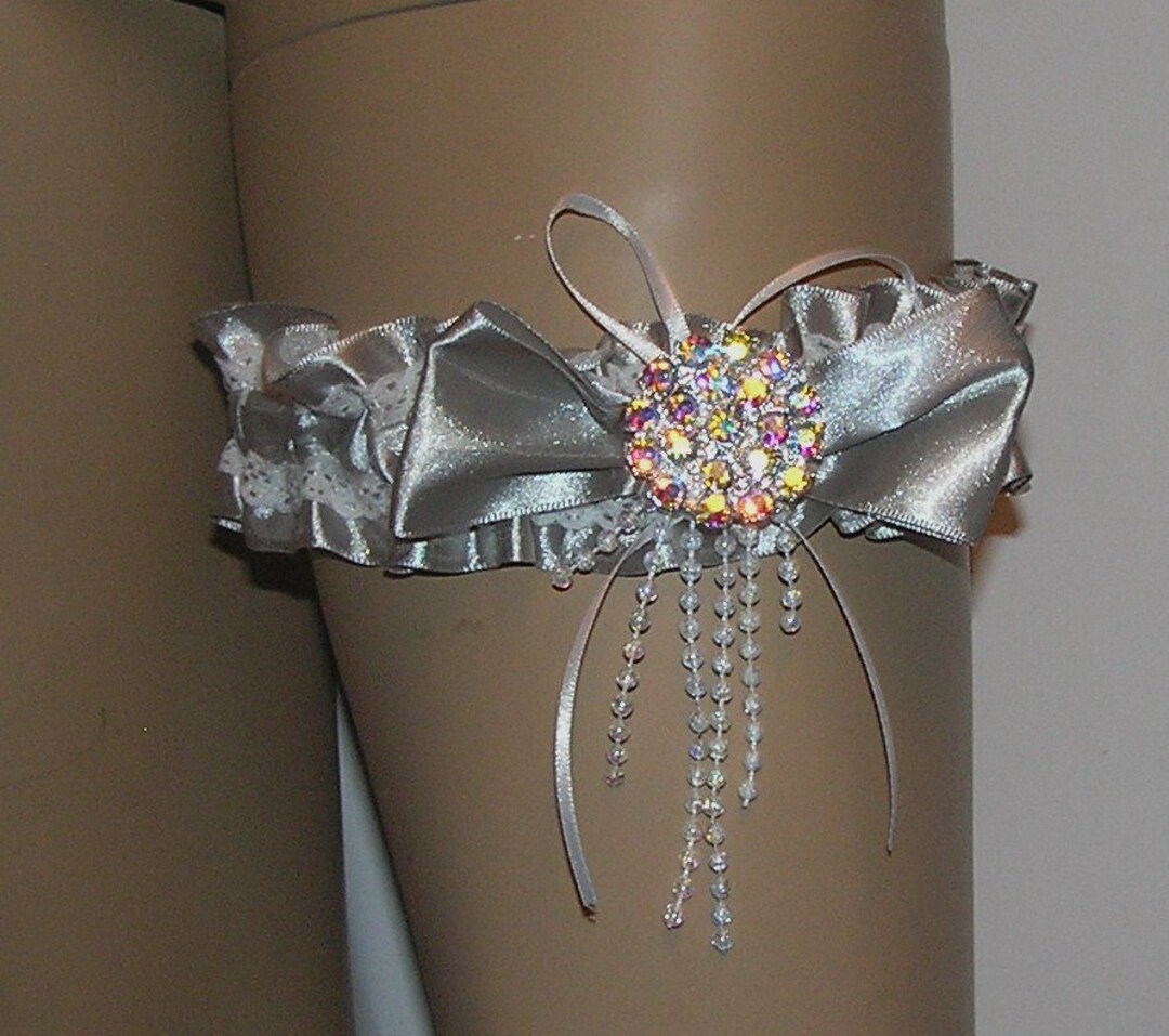 Gray RHINESTONE GARTER Wedding Bridal Garter Lingerie - Etsy