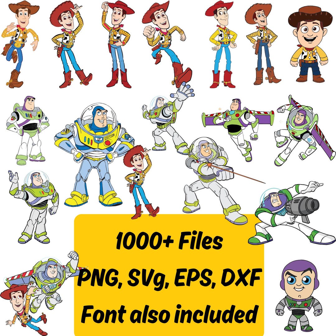 Toy Story SVG PNG Clipart Mega Bundle, Buzz Lightyear Svg, Woody Svg ...