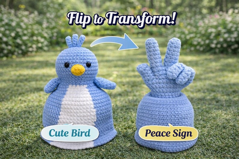 Flip the Bird Amigurumi Crochet Pattern, Silly Finger Gestures Crochet ...