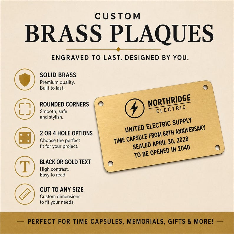 Create Your Own Engraved Satin Brass Plaque Custom Size Brass Plate for ...