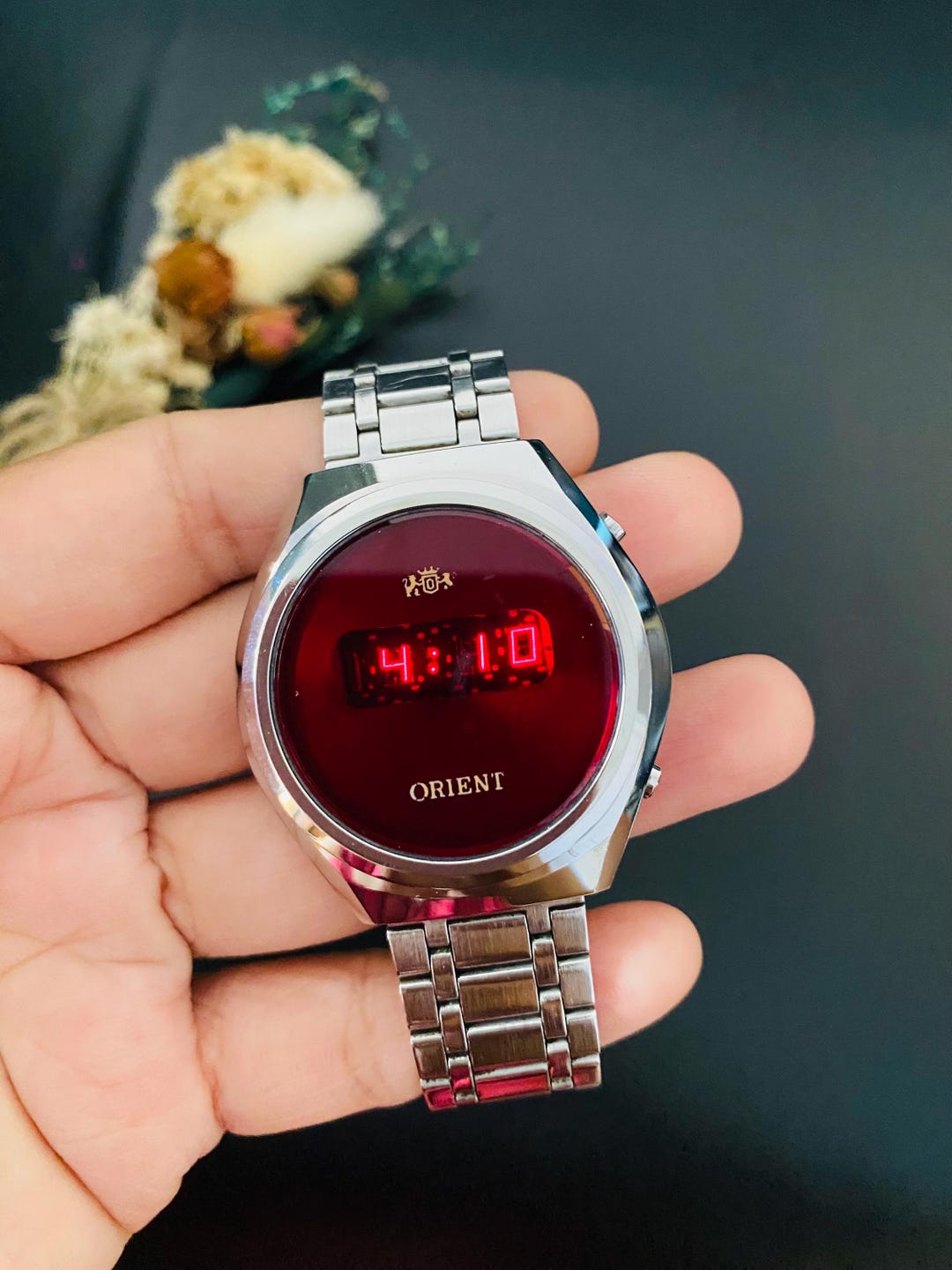 Vintage Orient Red LED Digital Watch: 35mm Stainless Steel Retro 1970s ...