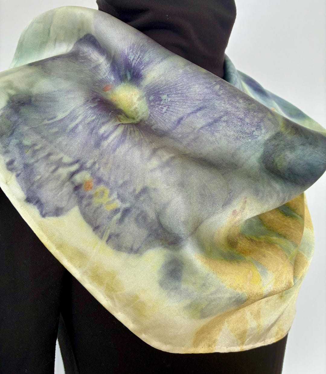 Nature-inspired Silk Scarf- Botanical Print With Sumac, Rose Mallow ...