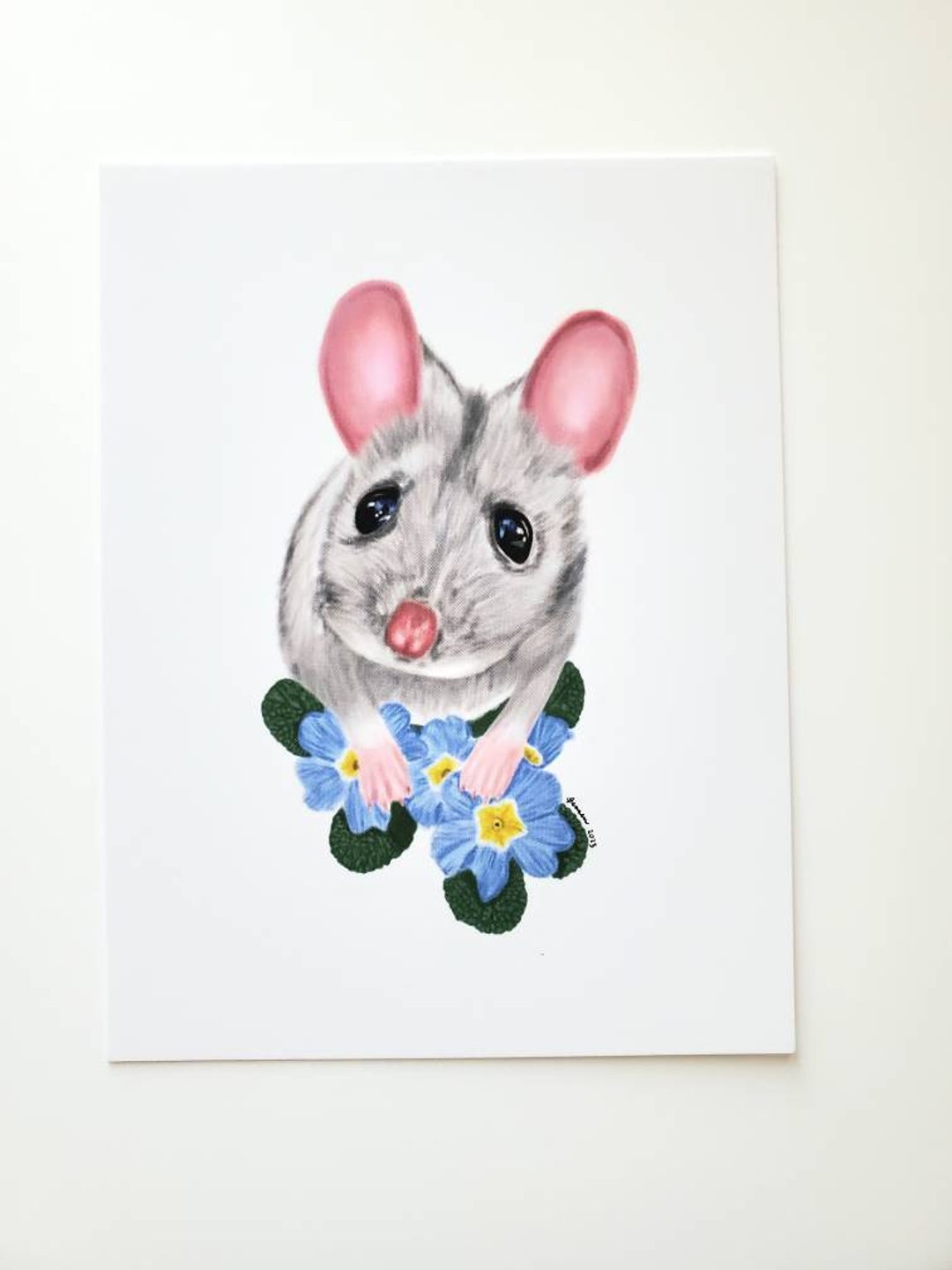 Mouse and Primrose Postcard Art Print - Etsy