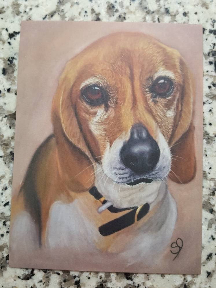 Post Card Print of Beagle Dog Pastel Painting - Etsy