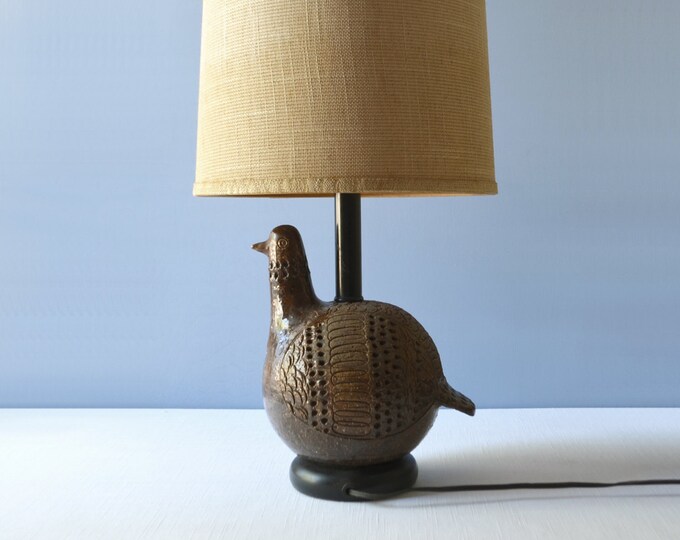 Large Mid Century Bitossi Partridge Bird Lamp With Original Shade - Etsy
