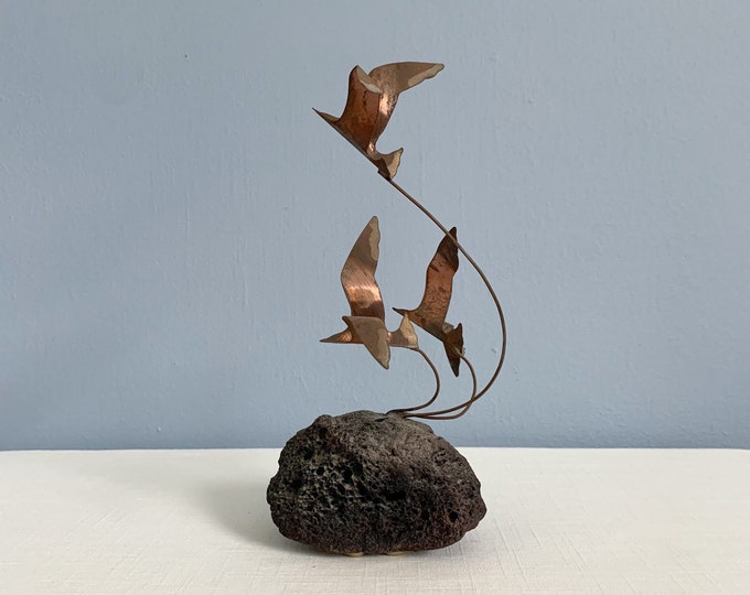 Vintage Copper Birds in Flight Sculpture With Stone Pedestal - Etsy