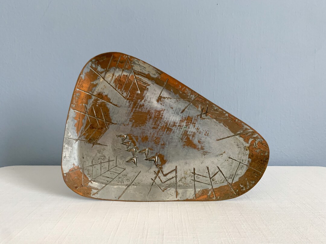Vintage Modernist Abstract Copper Tray in the Style of Yaad of Israel ...