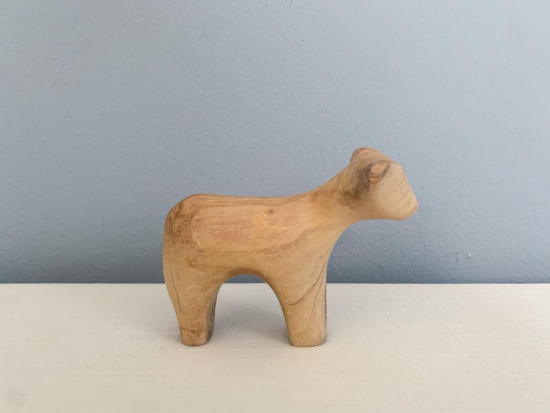 Vintage Antonio Vitali Wooden Calf Toy - Cow Carving for Playforms ...