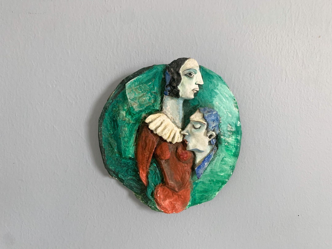 Vintage Painted Paper Mache Relief Portrait of a Couple - Etsy