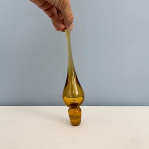 Vintage Blenko Glass Attributed Decanter Stopper Only - 9 1/4" Gold ...