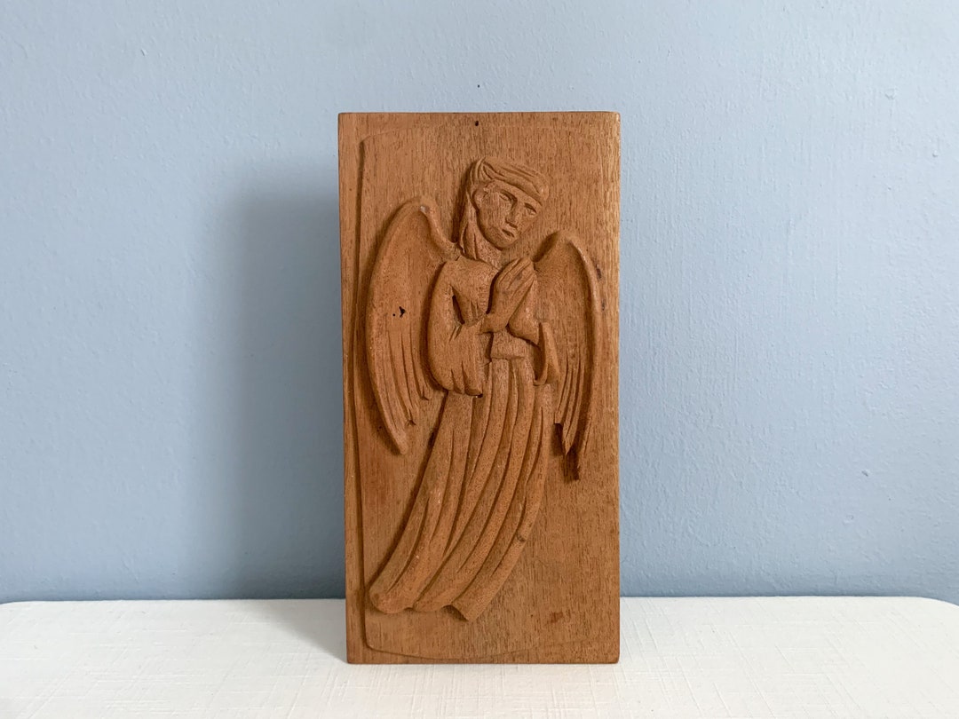 Vintage Angel Wood Carving Wall Panel Modernist Wood Plaque - Etsy