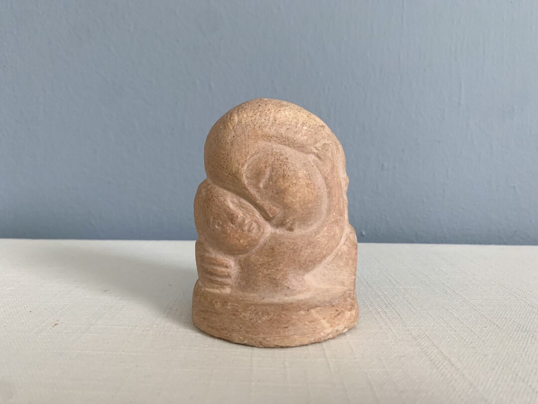 Vintage Hand Carved Stone Woman and Child Sculpture - Etsy