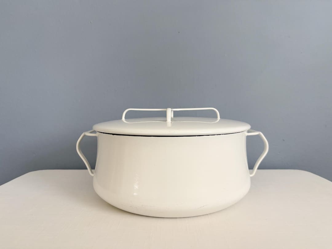Large Vintage Dansk Kobenstyle 4 QT White Dutch Oven - Danish Modern ...