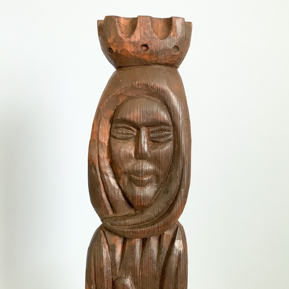 Large Vintage Hand Carved Folk Figure Wood Sculpture | Etsy