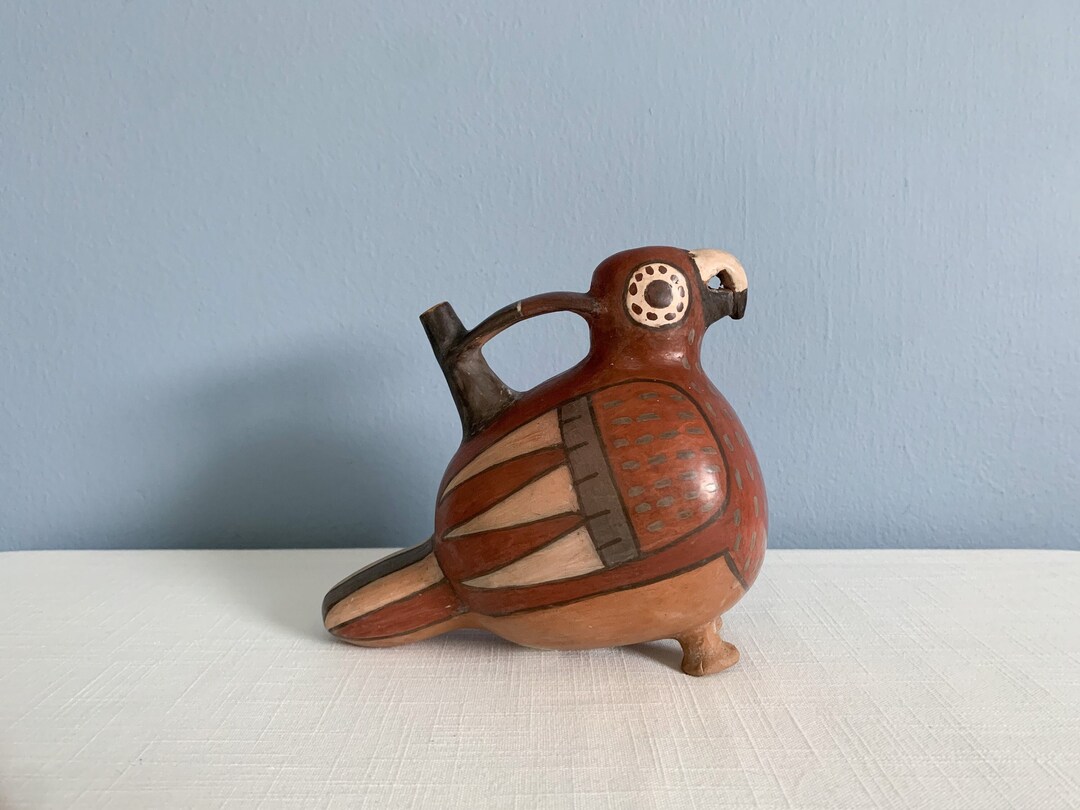 Vintage Nazca Pottery Bird Jug Reproduction - Peruvian Folk Art Ceramic ...
