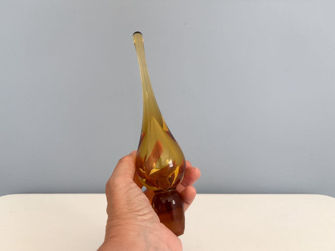 Vintage Blenko Glass Attributed Decanter Stopper Only - 9 1/4" Gold ...