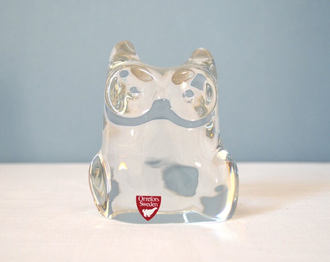 Vintage Orrefors Crystal Owl by Olle Alberius Signed - Etsy