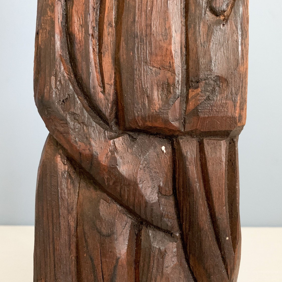 Large Vintage Hand Carved Folk Figure Wood Sculpture | Etsy