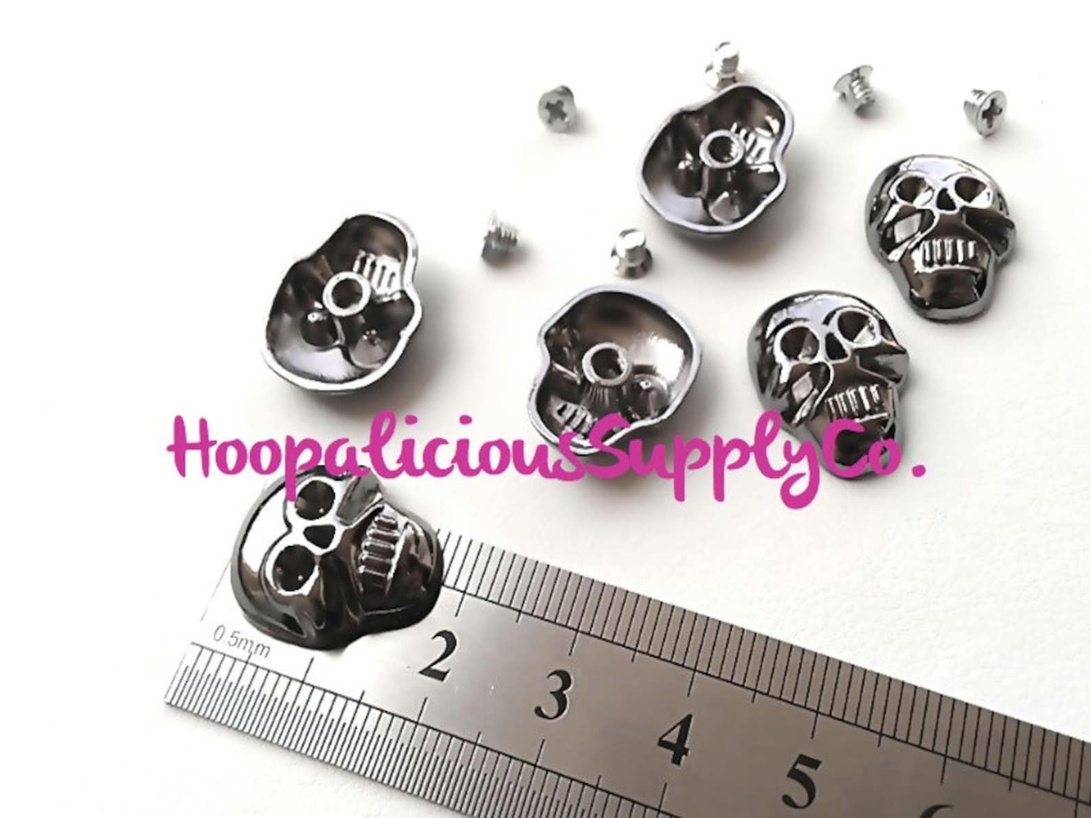 6pc-18mm Metal Skull Screw Studs.you CHOOSE COLOR: Gold | Etsy