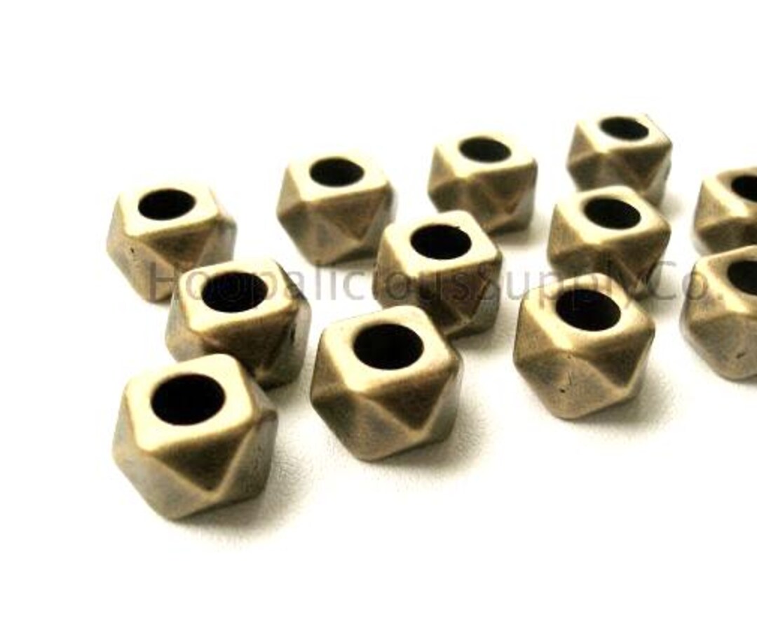 20 MEDIUM Cubed Spacer Beads -antique Gold / Brass Colored Acrylic ...