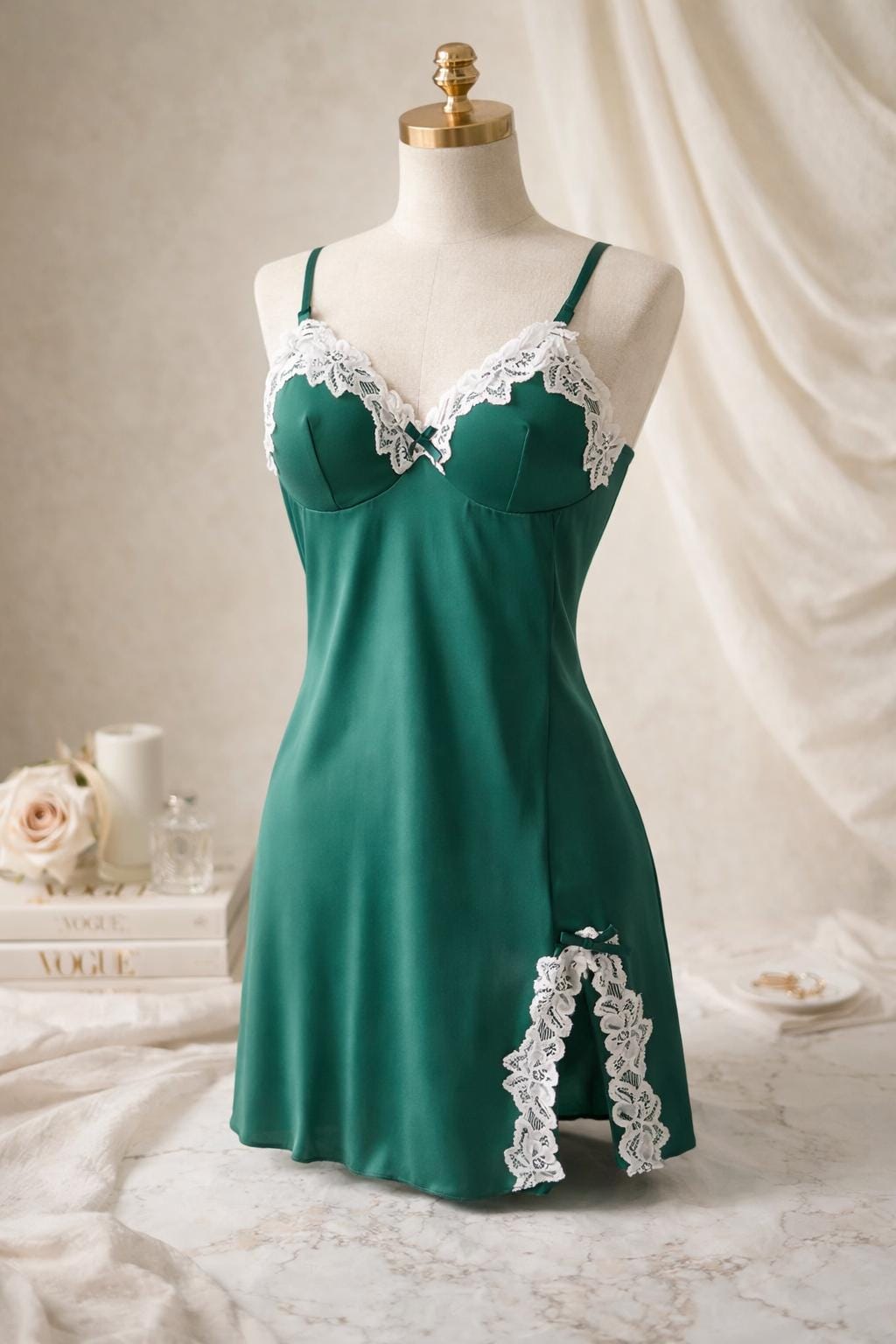 Lavender Lace Babydoll Nightdress, Soft Stretch Lingerie Set ...