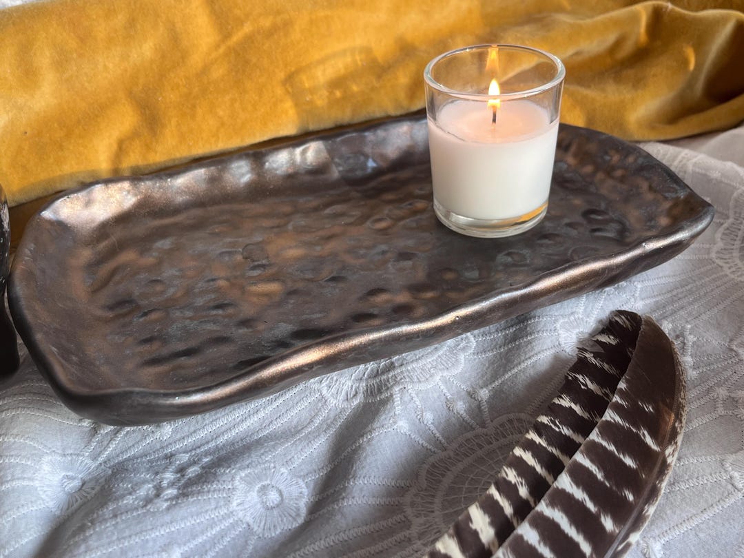 Bronze Metallic Ceramic Raised Tray for Altar Shrine - Etsy