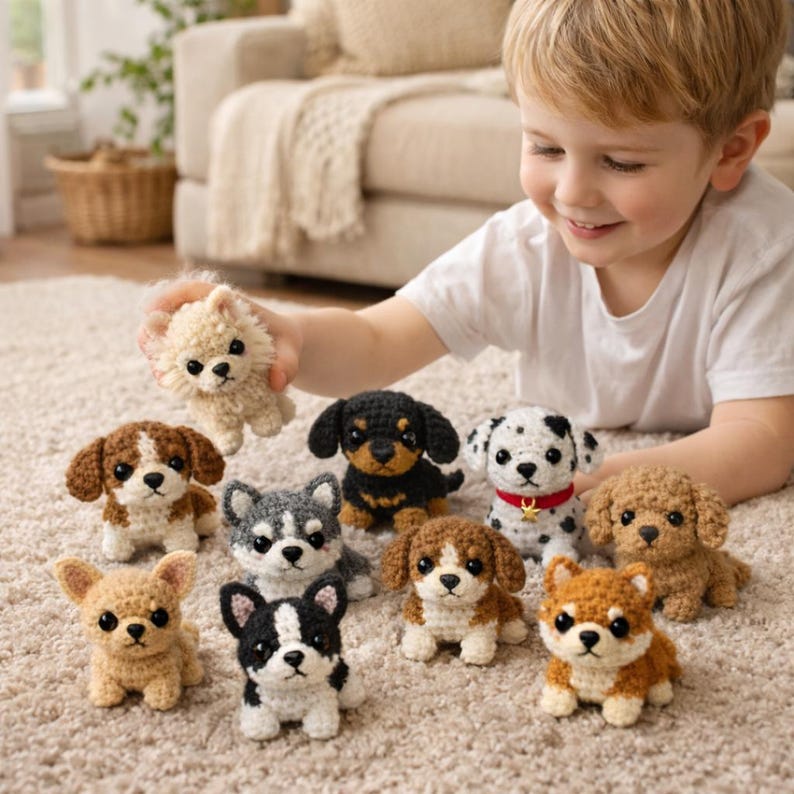 11 Mini Dog Crochet Patterns, Amigurumi Puppy Set, Beginner Friendly ...