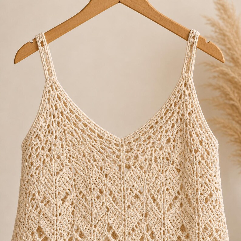 Summer Crochet Camisole Pattern, Deep V Lace Tank Top, Boho Beach Cover ...