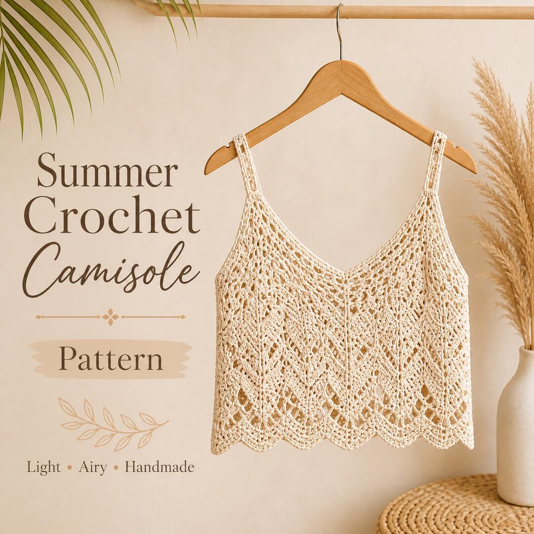 Summer Crochet Camisole Pattern, Deep V Lace Tank Top, Boho Beach Cover ...